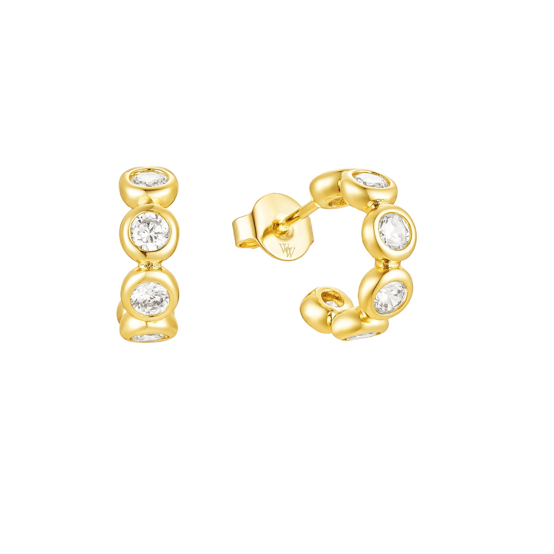 WAAWEES Small Bezel Hoop Earrings – Minimalist Everyday Hoops